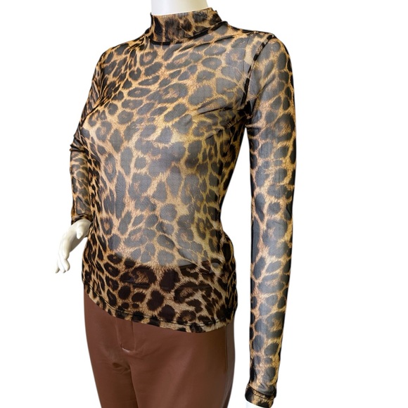 Elite Collection | Tops | Leopard Print Sheer Long Sleeve Top | Poshmark